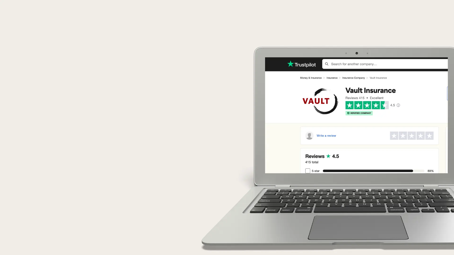 Vault Insurance Reviews: 4.5 out of 5 Stars on TrustPilot